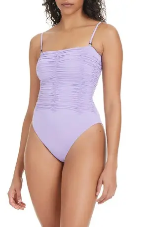 Sanctuary Shirred One-piece Swimsuit - Lavender Powder