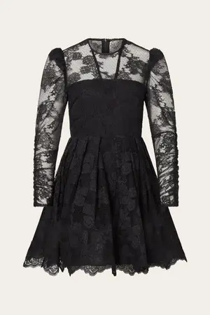 MALINA Lace Long Sleeve Mini Dress - Black