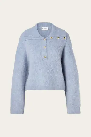 MALINA Yselle Long Sleeve Collared Sweater - Blue