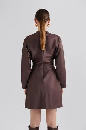 MALINA Zora Barrel Long Sleeve Mini Dress