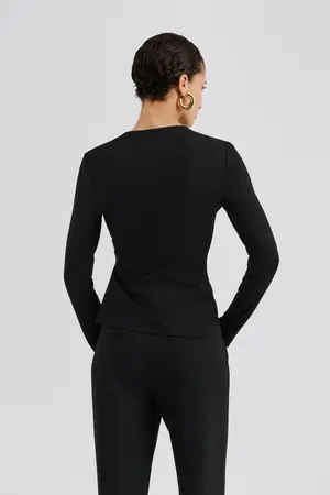 MALINA Mailey Jersey Long Sleeve Top - Black