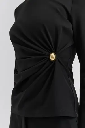 MALINA Mailey Jersey Long Sleeve Top - Black