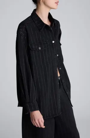 KENNETH COLE Oversized Striped Shacket