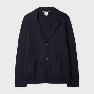 Paul Smith Merino Wool Knitted Cardigan Blazer - Blue