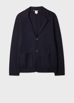 Paul Smith Merino Wool Knitted Cardigan Blazer - Blue