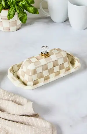 MACKENZIE-CHILDS Check Enameled Steel Butter Box