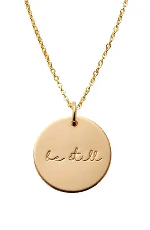 MADE BY MARY Pause Collection Disc Necklace Gold Filled - Be Still
