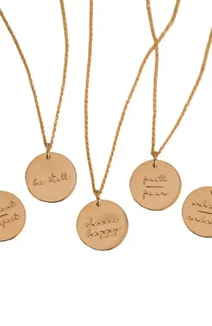 MADE BY MARY Pause Collection Disc Necklace - Gold Filled - Choose Happy