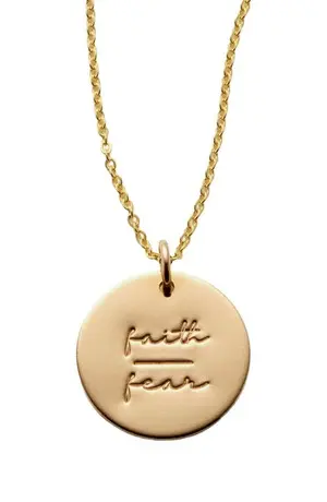 MADE BY MARY Pause Collection Disc Necklace Gold Filled - Faith-fear