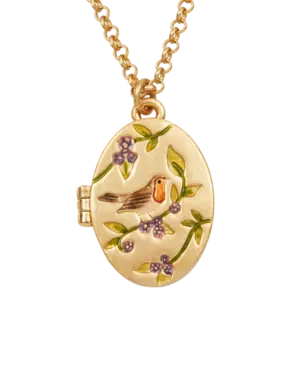 FABLE ENGLAND Robin & Blackberry Locket Chain Necklace