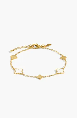 A LITTLES & CO Mother Of Pearl Charm Bracelet - Metallic Gold