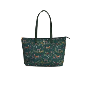 FABLE ENGLAND Into The Woods Large Grab Tote - Woodland Green