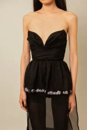 CONTESSA MILLS Floral Silk Organza Top