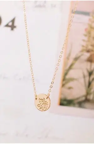 MADE BY MARY Wild Blooms Mini Zola Disc Necklace - Silver