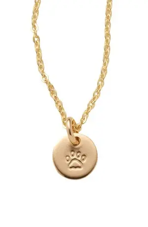 MADE BY MARY Hand-stamped Paw Print Disc Pendant Necklace - Silver