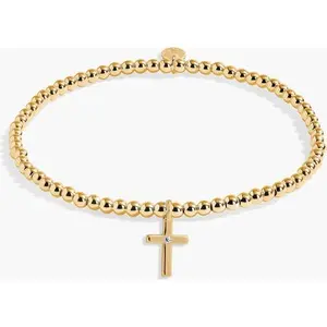 A LITTLES & CO Live Faith' Beaded Bracelet - Metallic Gold