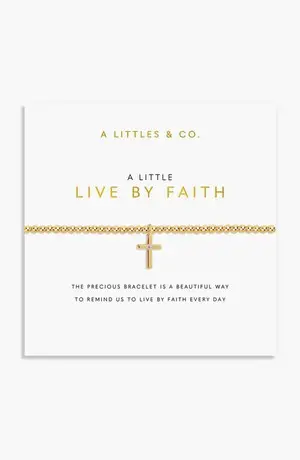 A LITTLES & CO Live Faith' Beaded Bracelet - Metallic Gold