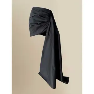 CONTESSA MILLS Asymmetrical Taffeta Skirt - Black