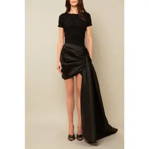 CONTESSA MILLS Asymmetrical Taffeta Skirt - Black