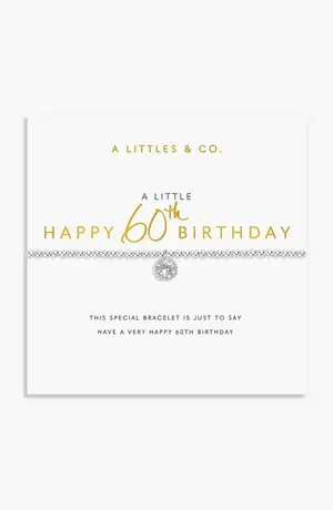 A LITTLES & CO Happy 60th' Beaded Charm Bracelet - Metallic Silver