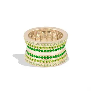 CAMPBELL + CHARLOTTE Revel Dimensional Cigar Band - Tsavorite- Gold