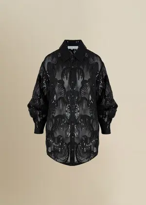 CONTESSA MILLS Wicca Embroidered Tulle Shirt Dress Black