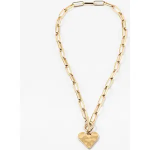 ERIN MCDERMOTT JEWELRY Hammered Heart Toggle Chain Necklace - Gold