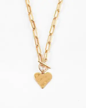 ERIN MCDERMOTT JEWELRY Hammered Heart Toggle Chain Necklace