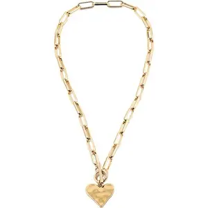 ERIN MCDERMOTT JEWELRY Hammered Heart Toggle Chain Necklace - Gold