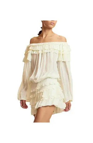 Cynthia Rowley Ruffle Pleated Mini Skirt - Off White