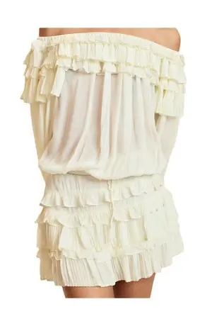 Cynthia Rowley Ruffle Pleated Mini Skirt - Off White