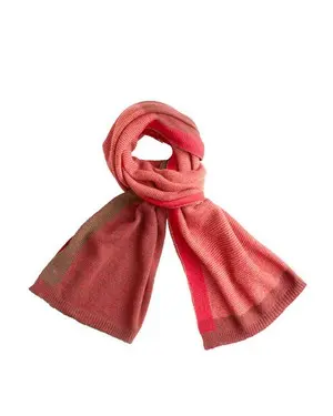 MONTICELLI CASHMERE Cashmere Merino Ultra-soft Marled Knit Scarf Reds Combo