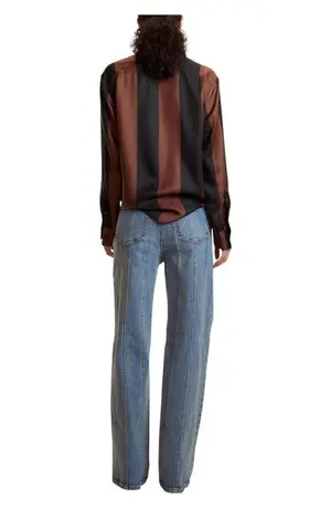 Cynthia Rowley Silk Striped Shirt - Black/brown