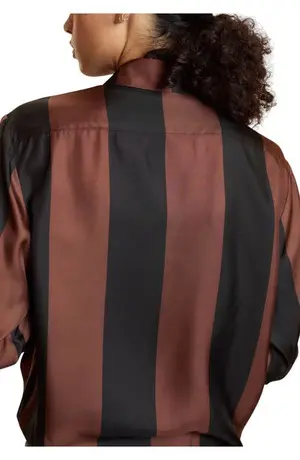 Cynthia Rowley Silk Striped Shirt - Black/brown