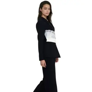 AKALIA Belted Blazer With Notched Lapel