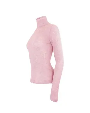 THEO THE LABEL Nomia Sheer Knit Turtleneck - Powder Puff