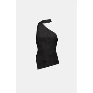 SAEMDI One-shoulder Scarf Top - Black