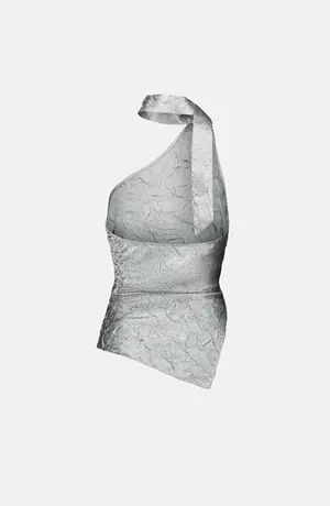SAEMDI One-shoulder Scarf Top - Silver
