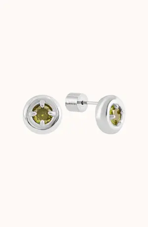 JOIANA JEWELRY Lila Stud Earrings - White Silver/peridot