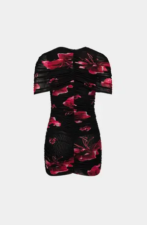 SAEMDI Floral Mini Mesh Dress
