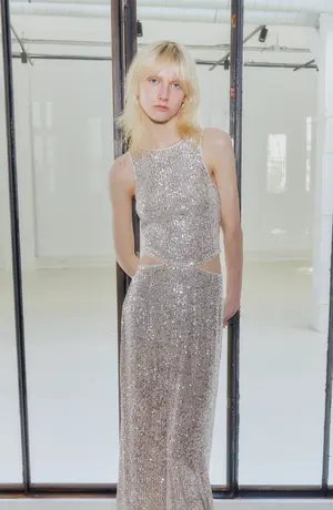 SAEMDI Sequin Maxi Dress With Cut-out