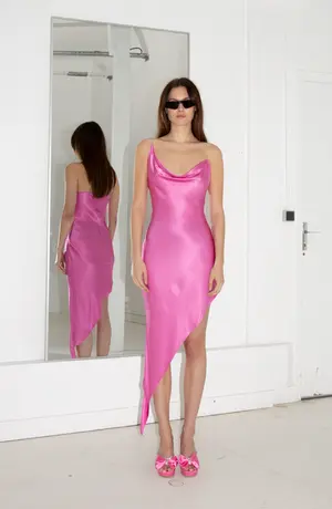 SAEMDI Satin Waterfall Dress