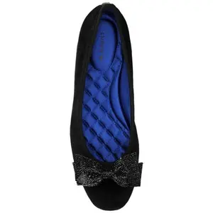 BIRDIES Hummingbird Jeweled Bow Velvet Loafer - Black