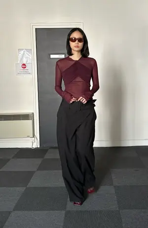 SAEMDI Belted Wide Leg Trousers
