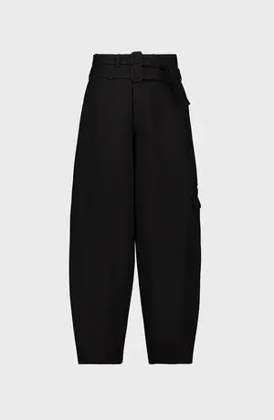 SAEMDI Belted Wide Leg Trousers - Black