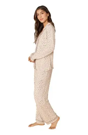 SOFTIES Aria Slim Notch Collar Pj Set - Wild Almond