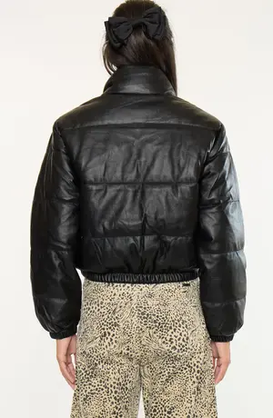 KANCAN Taylor Cropped Faux Leather Puffer Jacket