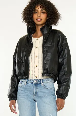 KANCAN Taylor Cropped Faux Leather Puffer Jacket