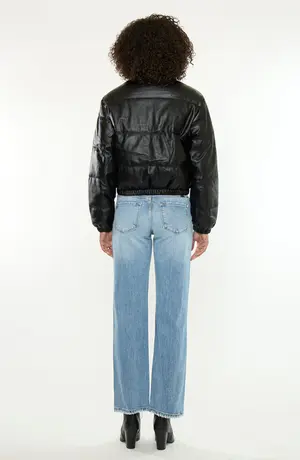 KANCAN Taylor Cropped Faux Leather Puffer Jacket