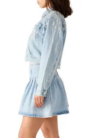 Steve Madden Rhinestone Fringe Denim Jacket